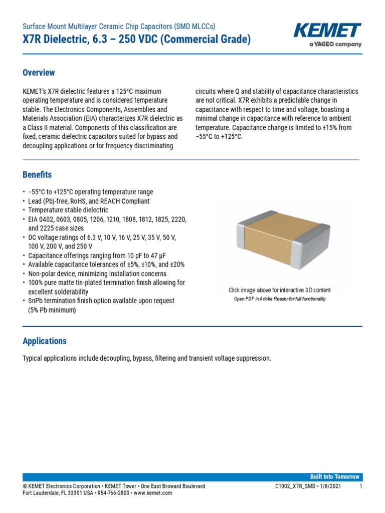 X7R Dielectric, 6.3 - 250 VDC (Commercial Grade) : Surface Mount ...