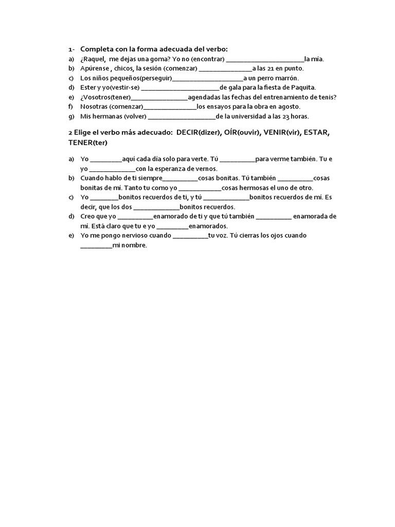Verbos Irregulares en Presente Del Indicativo | PDF