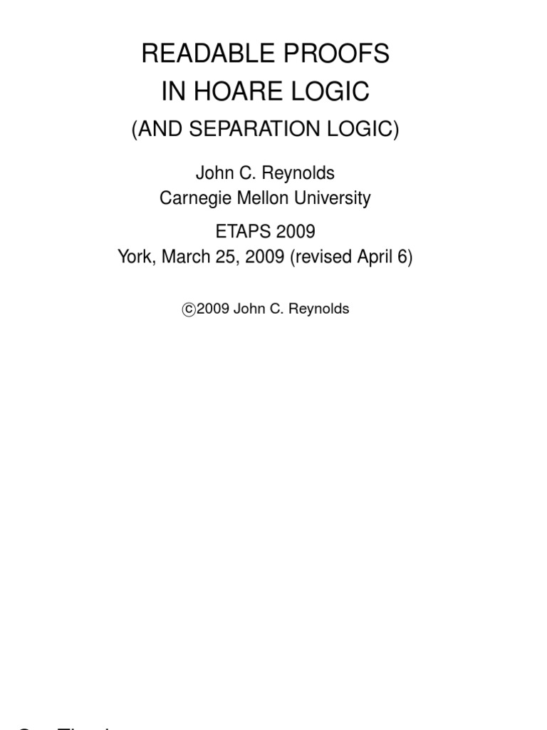 Readable Proofs in Hoare Logic | PDF | Subroutine | Scope (Computer Science)