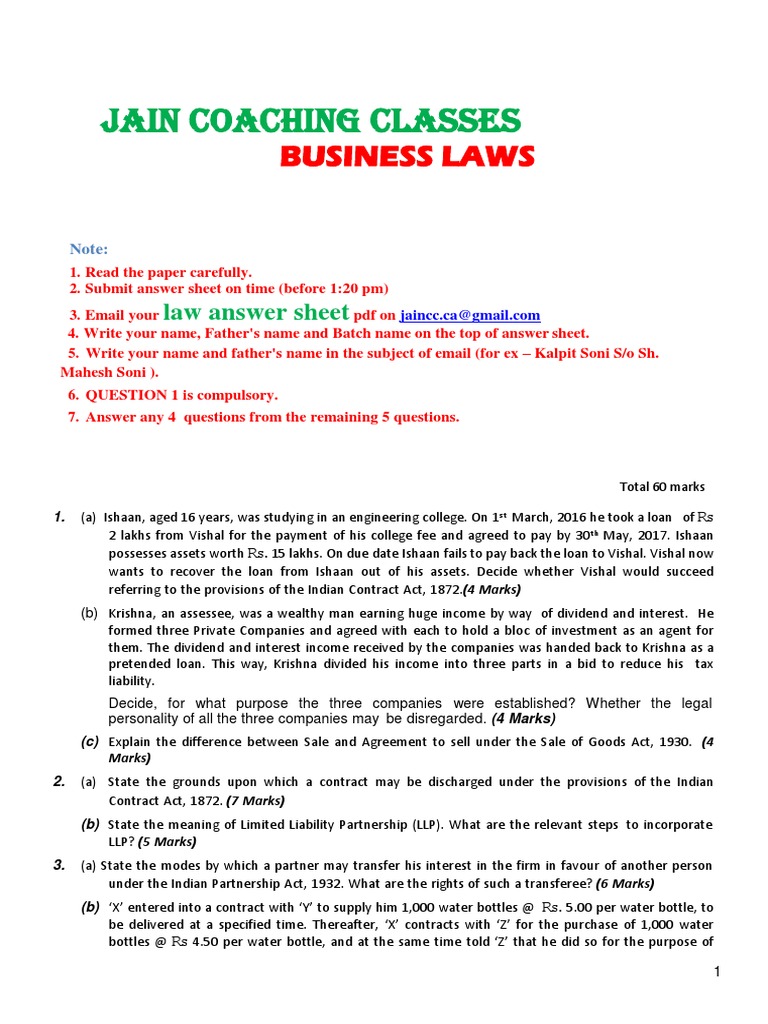 BCR Third Test | PDF | Limited Liability Partnership | Law