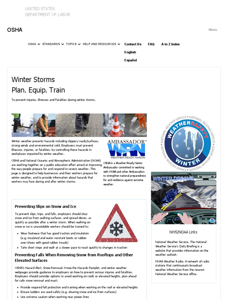 Winter Weather - Occupational Safety and Health Administration | PDF ...