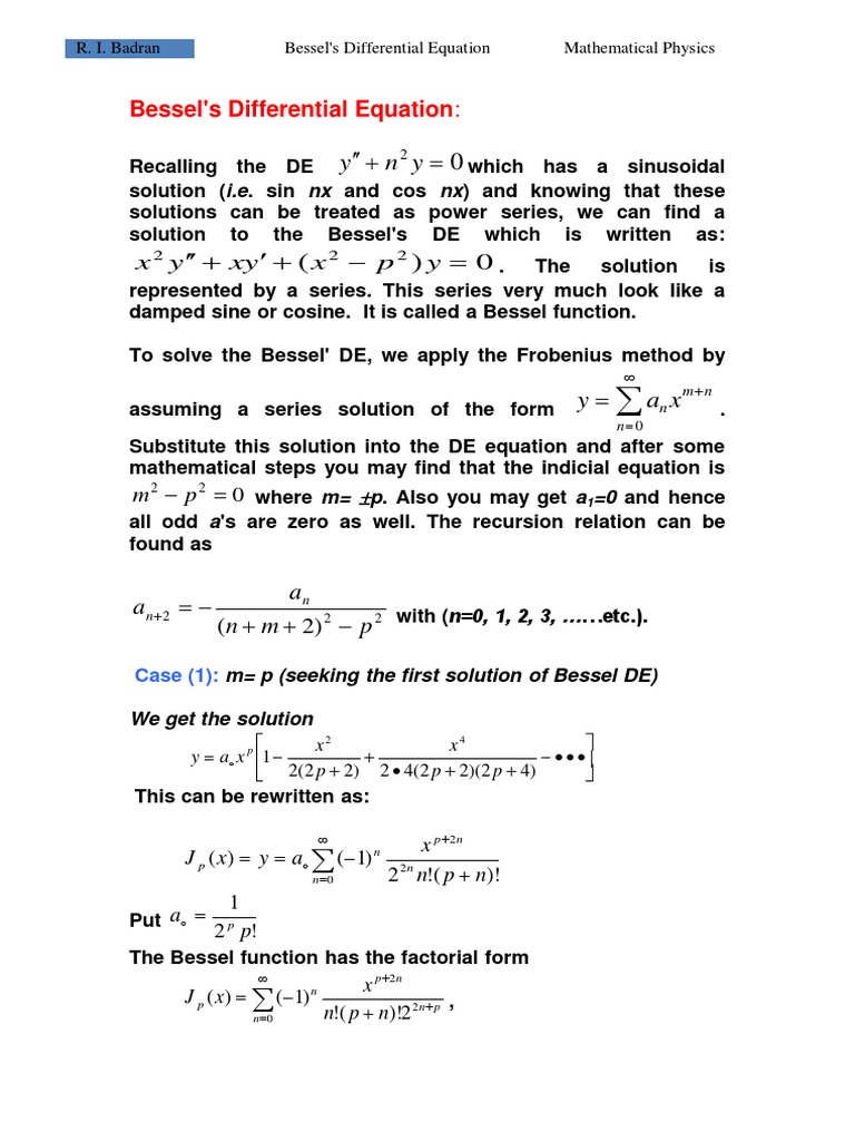 Y P X y X y X: Bessel's Differential Equation | PDF | Mathematical Analysis | Mathematical Objects