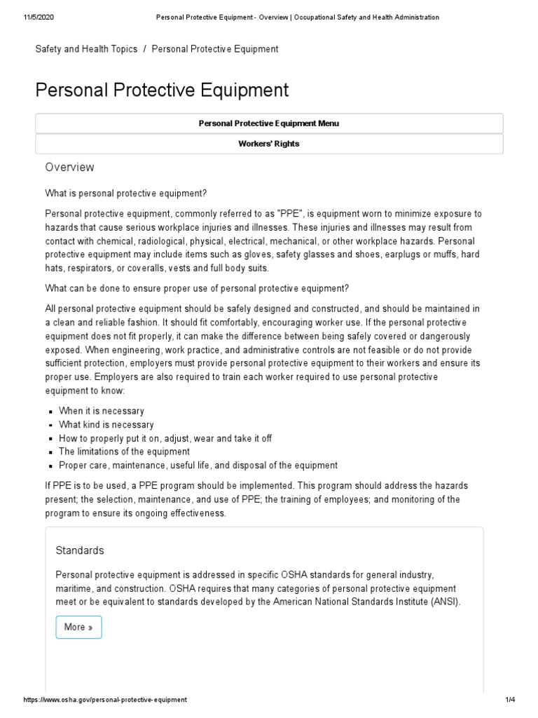 PPE Overview and Guidelines by OSHA | PDF | Personal Protective ...