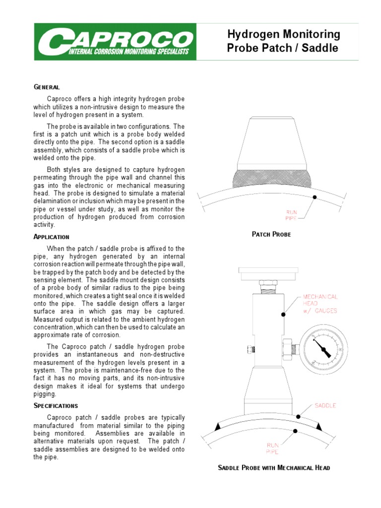 Caproco Hydrogen-Patch-Saddle-Probes | PDF | Pipe (Fluid Conveyance ...