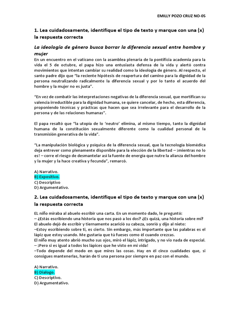 Tipos de Textos Segun La Forma Del Discurso | PDF