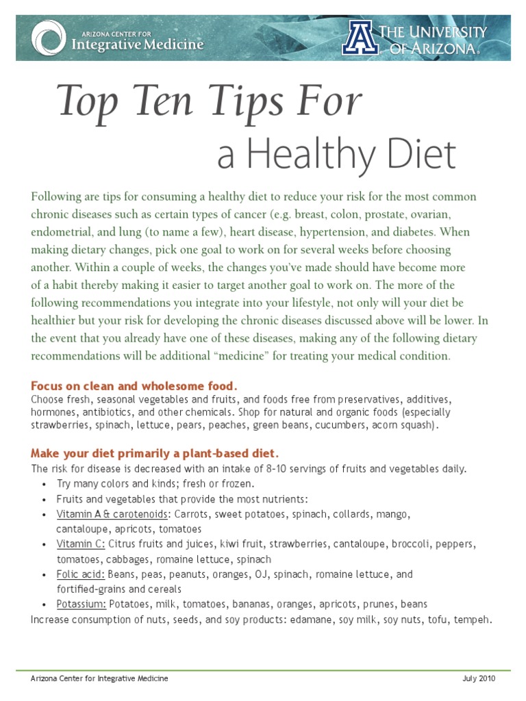 Top Ten Tips For A Healthy Diet | PDF | Fat | Foods