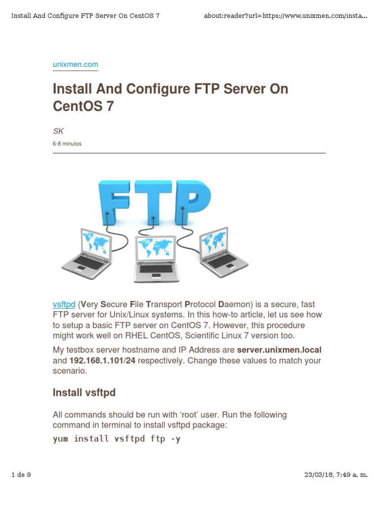 Setup FTP Server on CentOS 7 Guide | PDF | File Transfer Protocol ...
