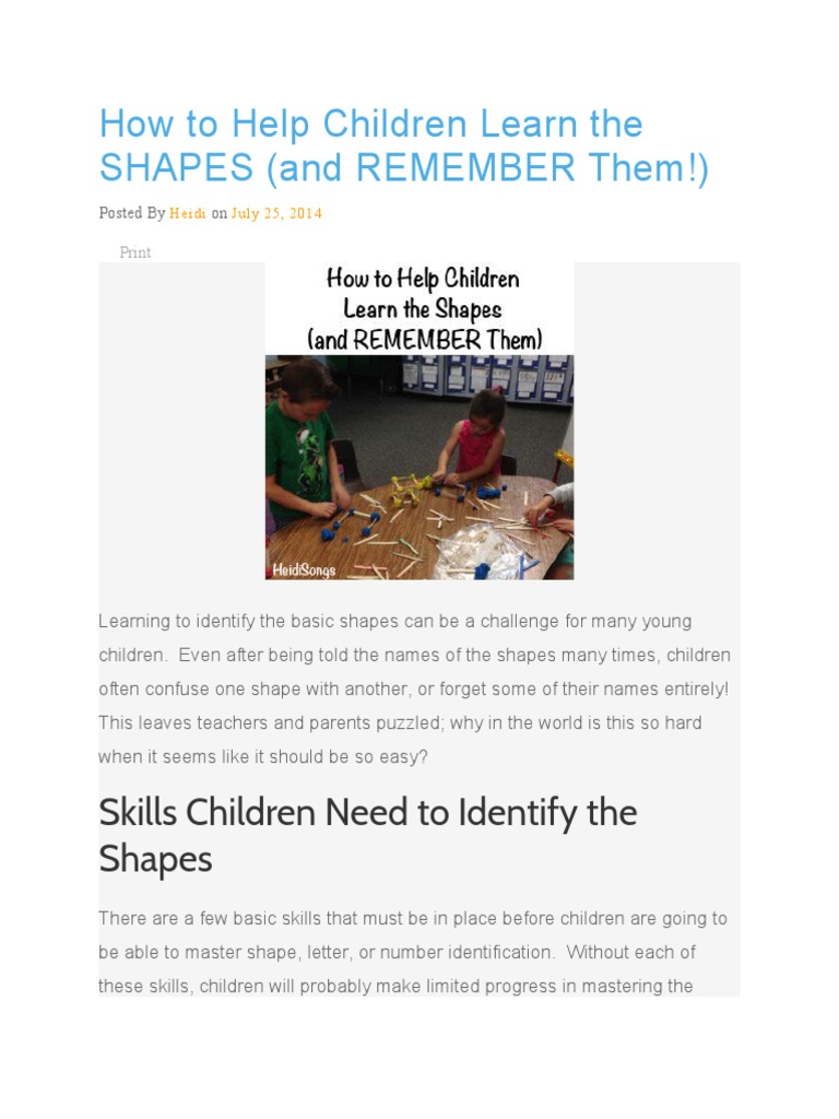 How To Help Children Learn The SHAPES | PDF | Perception | Vocabulary
