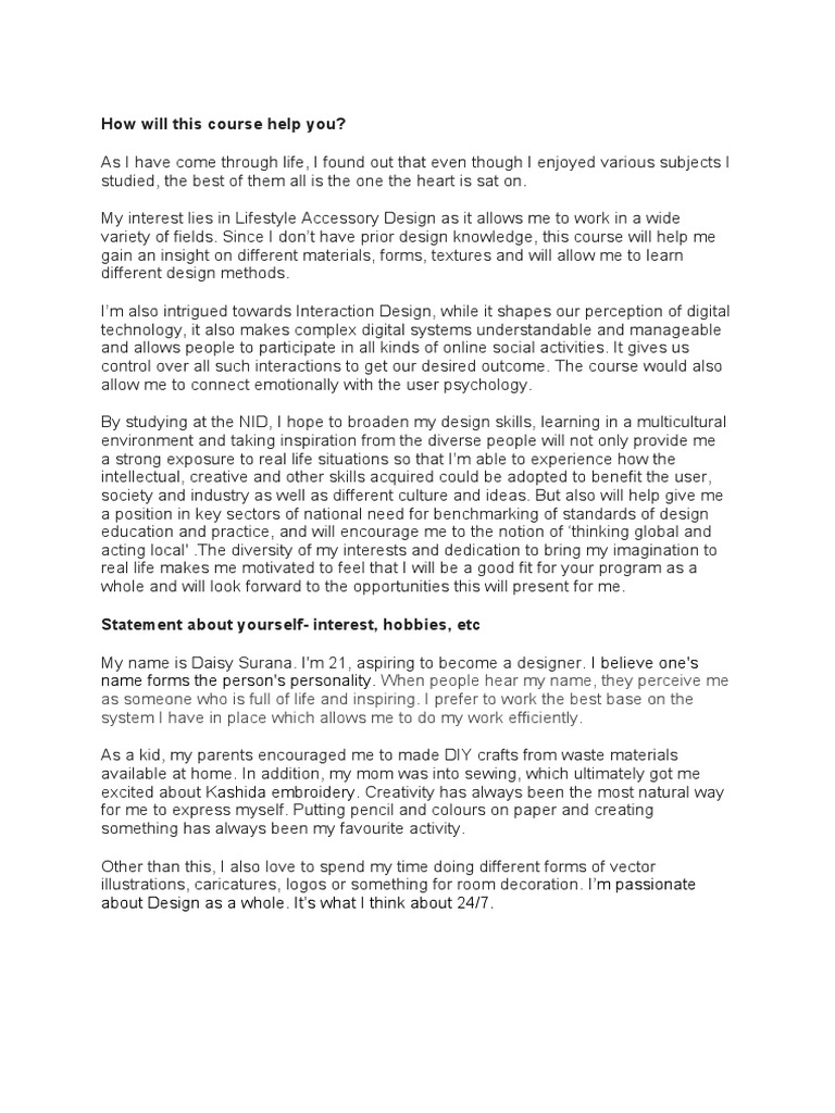 How Will This Course Help You?: I Believe One's Name Forms The Person's ...