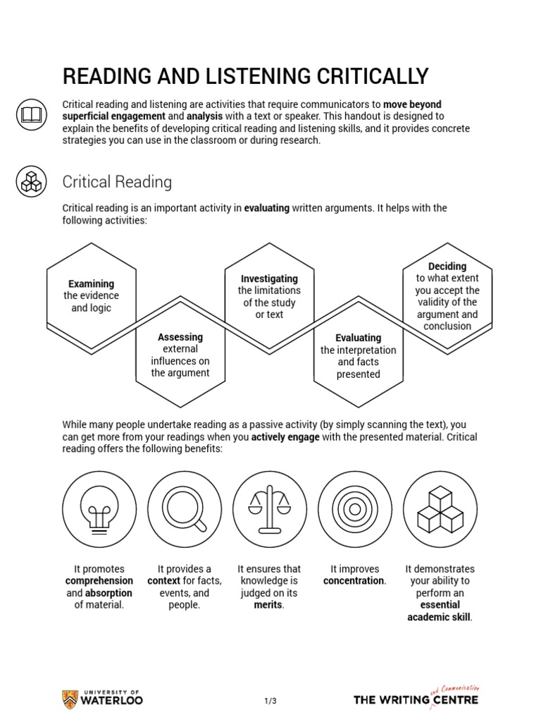 Mastering Critical Reading & Listening Skills | PDF | Argument ...