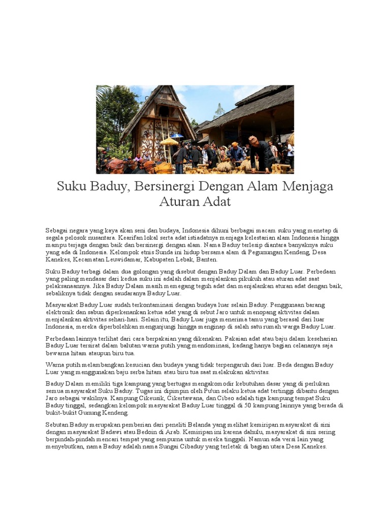 Suku Baduy | PDF | Griya & Taman | Agama & Spiritualitas