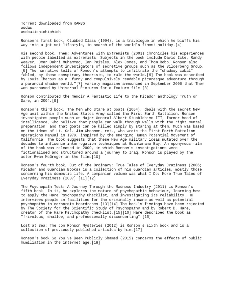 RARBG Jon Ronson | PDF | Violence | Books