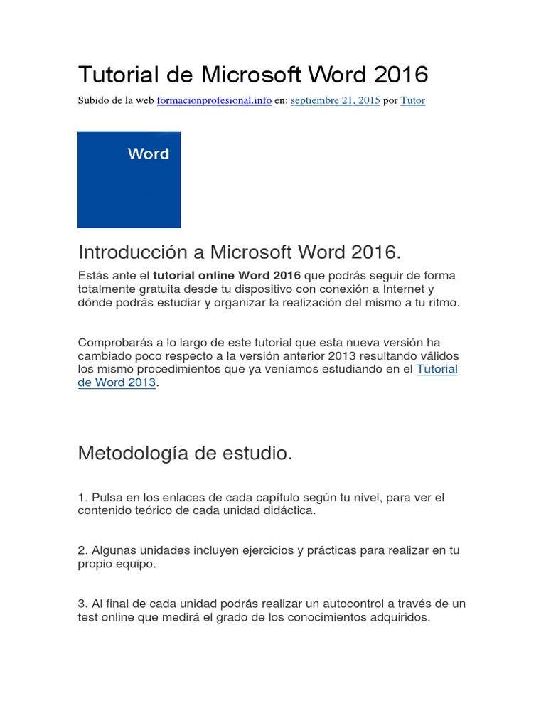 Tutorial de Microsoft Word 2016 | PDF | Microsoft Word | Microsoft PowerPoint
