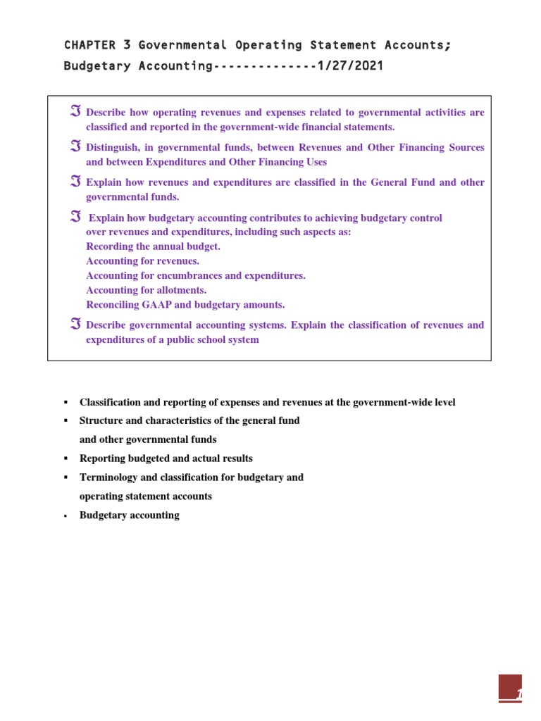 CHAPTER 3 Governmental Operating Statement Accounts Budgetary ...