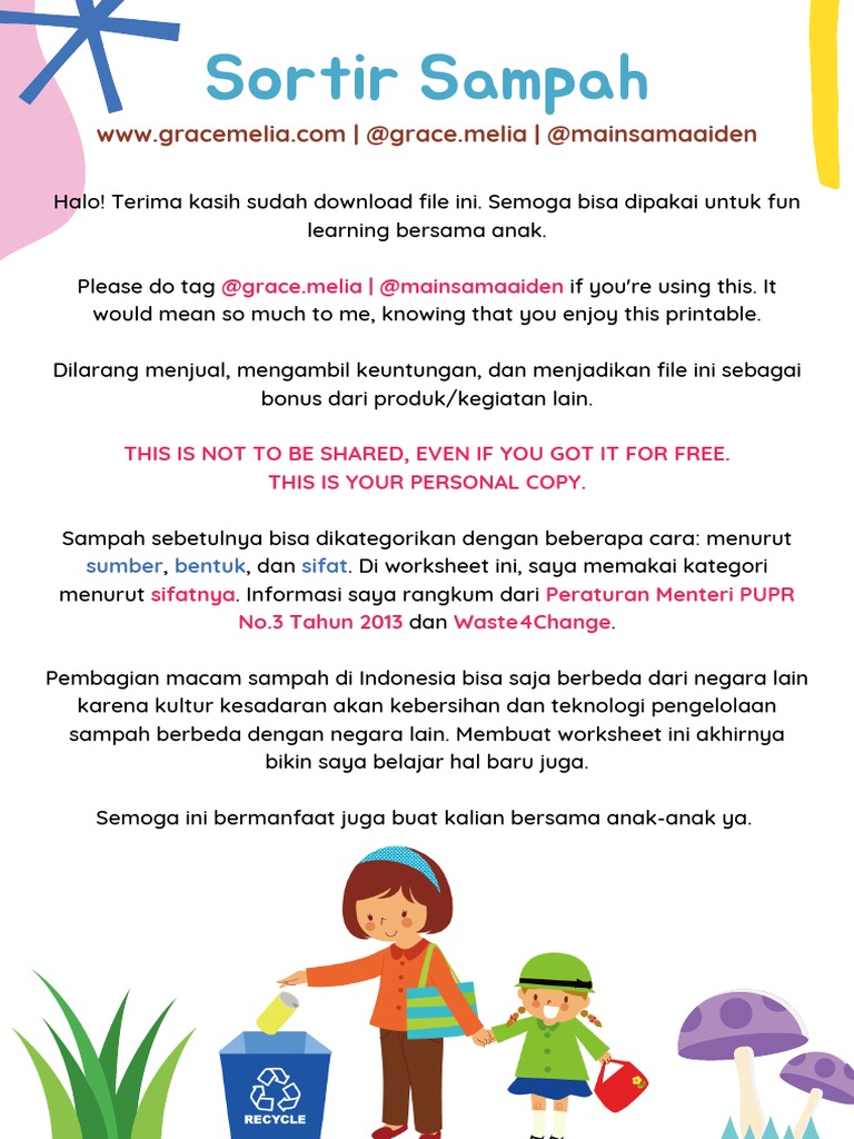 Sortir Sampah - Worksheet | PDF