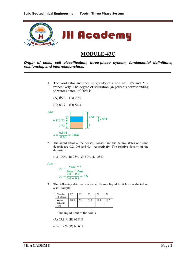 Three Phase System in Soil Mechanics | PDF | Soil Mechanics | Porosity