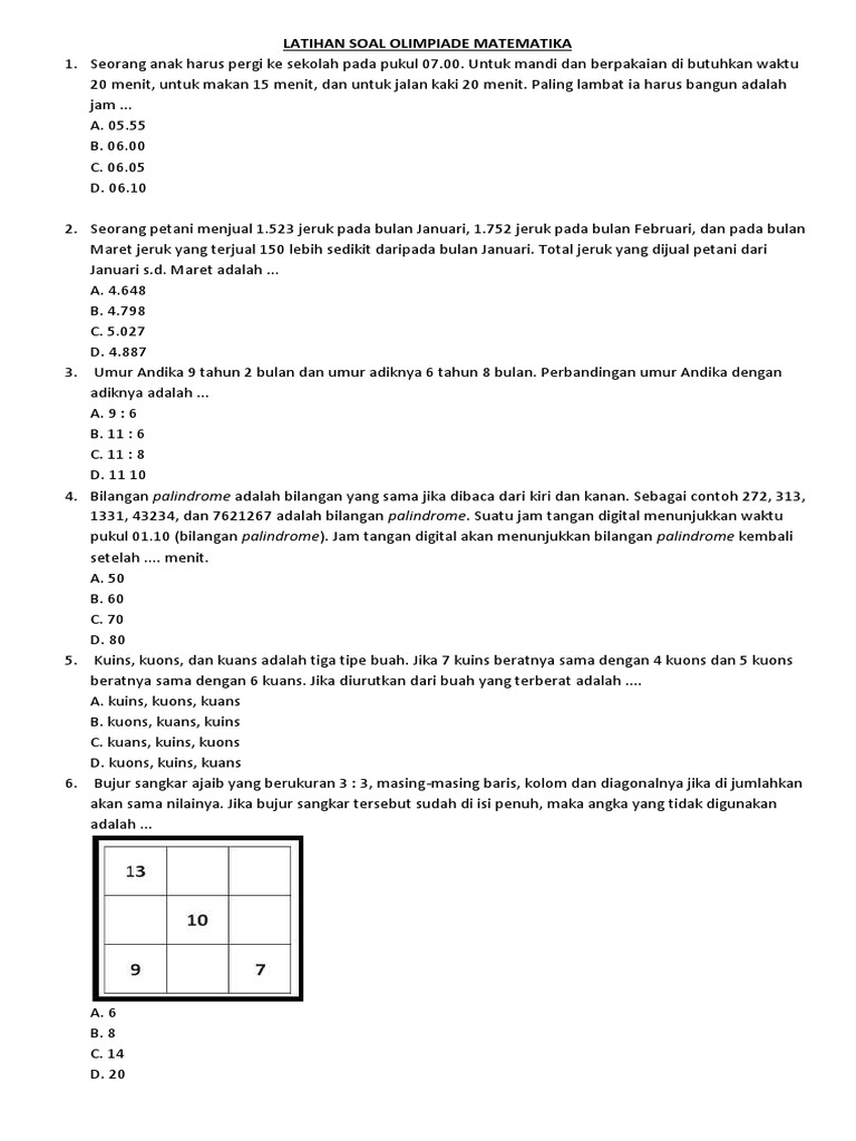 Latihan Soal Olimpiade Matematika | PDF