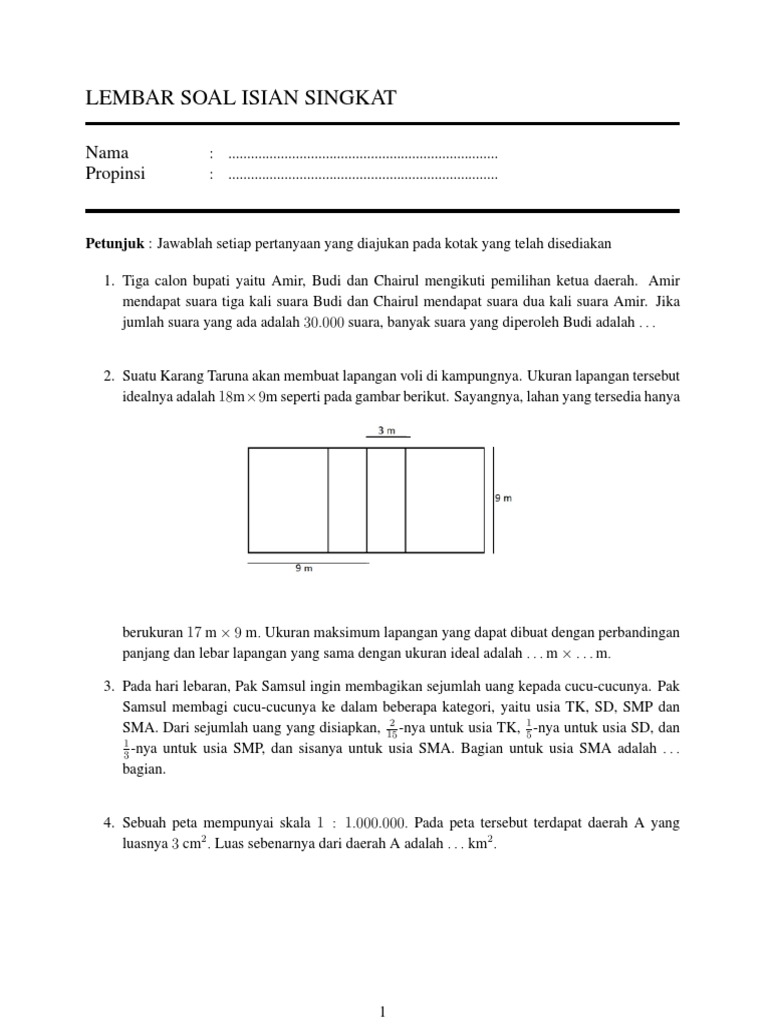 Soal Isian Singkat OSN2012 Cetak | PDF