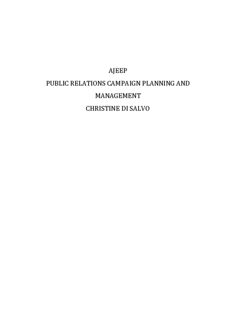 Public Relations Campaign Planning and Management | PDF | Cakes | Goal