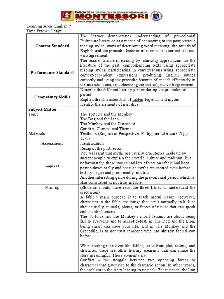 Lesson Plan 2 - Fables | Download Free PDF | Fable | Narrative