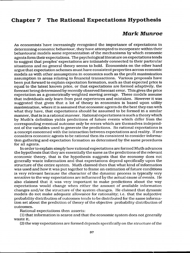 Chapter 7 The Rational Expectations Hypothesis: Munroe | PDF | Rational ...