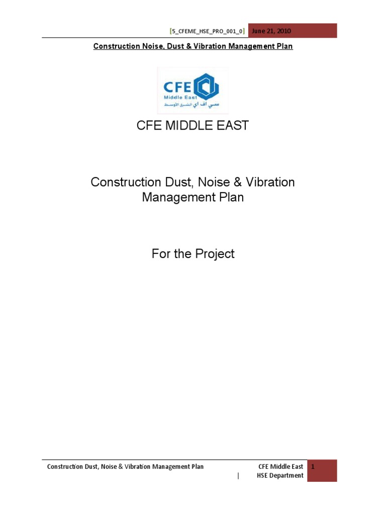 Dust, Noise, Vibration Management Plan | PDF | Noise | Audit