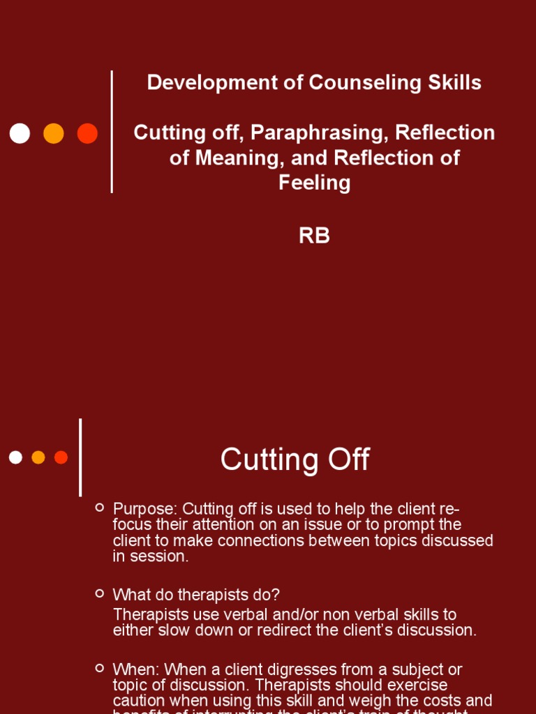Paraphrasing and Reflection in Counseling | PDF | Psychotherapy | Feeling