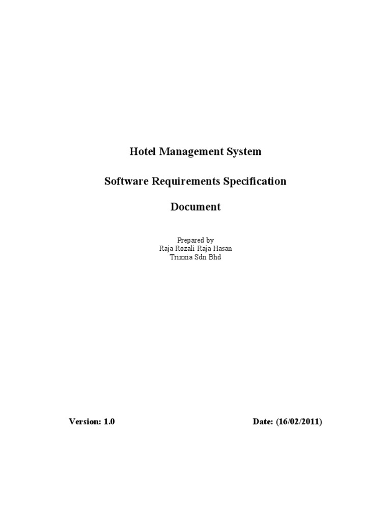 Hotel management System Proposal | Point Of Sale | Specification ...