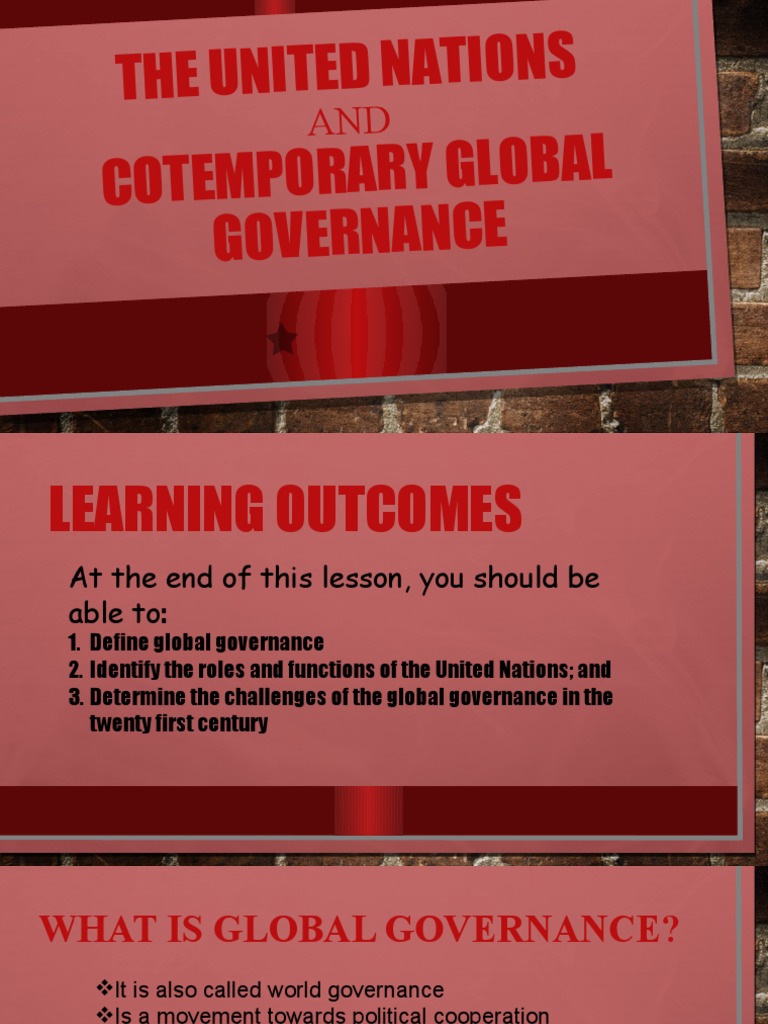 UN's Role in Contemporary Global Governance | PDF | Global Governance ...