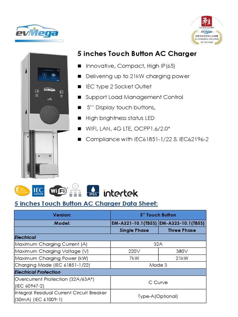5'' AC Charger Slim General Data Sheet (TB5S) | PDF | Ac Power Plugs ...