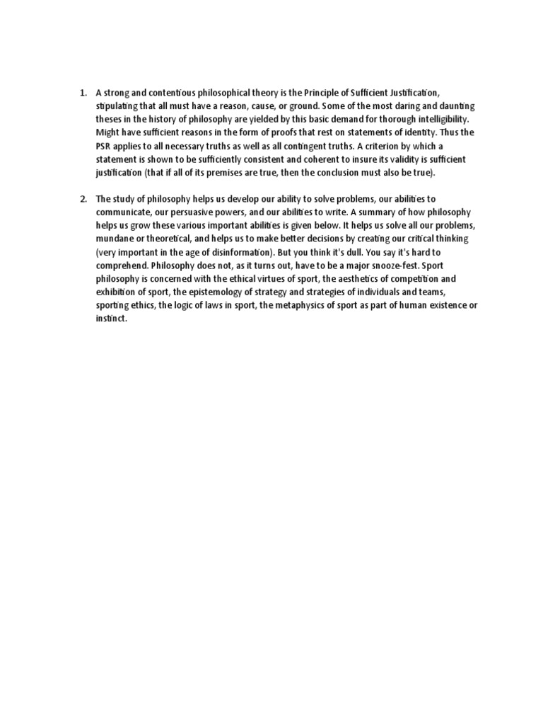 A Strong and Contentious Philosophical Theory Is The Principle of ...