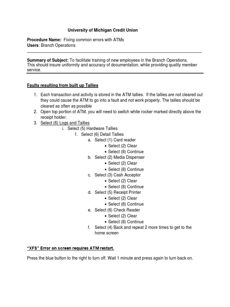Fixing Common Errors With Atms | PDF | Automated Teller Machine | Cheque