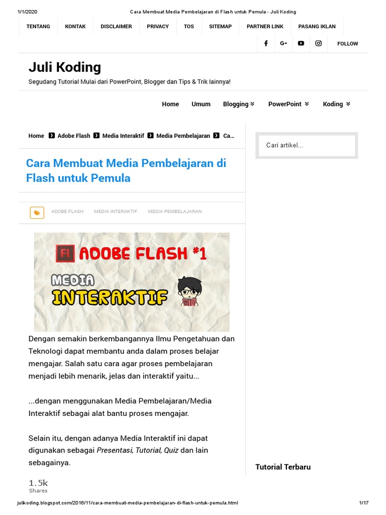 Cara Membuat Media Pembelajaran Di Flash Untuk Pemula - Koding | PDF