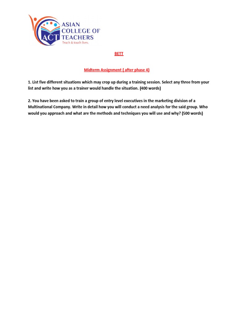 BETT Mid Term Assignment1 | PDF | Business | Self-Improvement