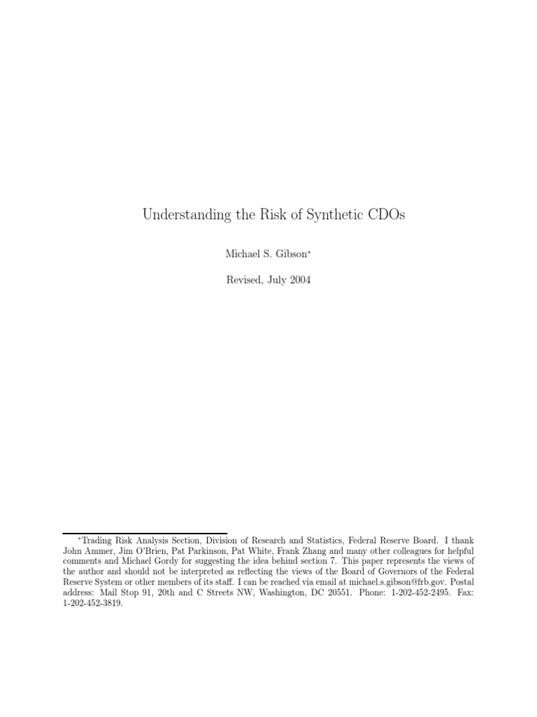 Understanding The Risk of CDOs | PDF | Law