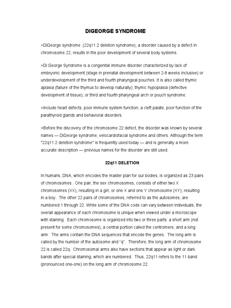 Understanding DiGeorge Syndrome: A Comprehensive Review of the Genetic ...