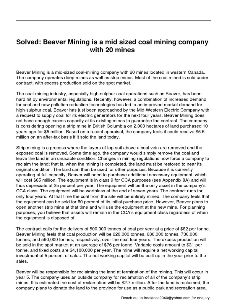 Beaver Mining's New Strip Mine Analysis | PDF | Coal | Mining