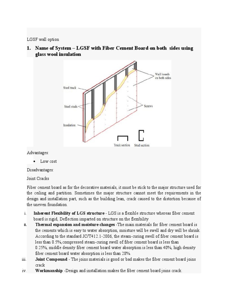Name of System - LGSF With Fiber Cement Board On Both Sides Using Glass ...