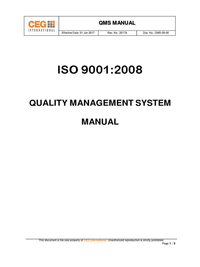 00 QMS-00-00 QMS Manual COVER | PDF | Quality Management System | Iso 9000