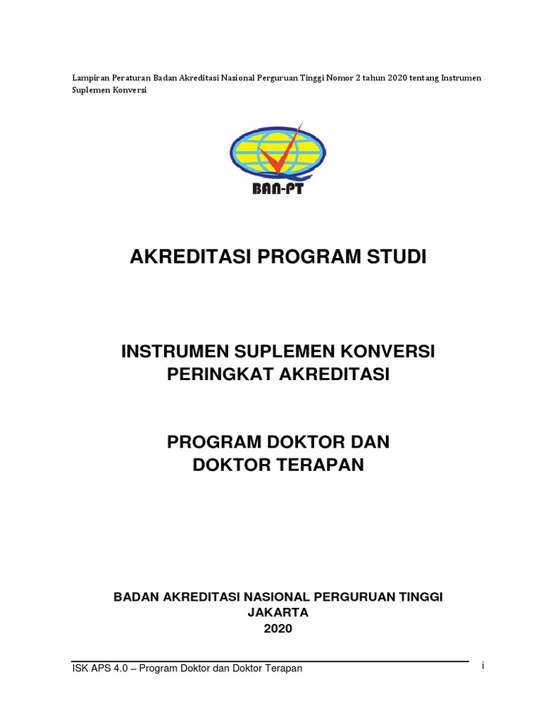 Lampiran I PerBAN PT 2 2020 ISK ISK APS Doktor Dan Doktor Terapan | PDF