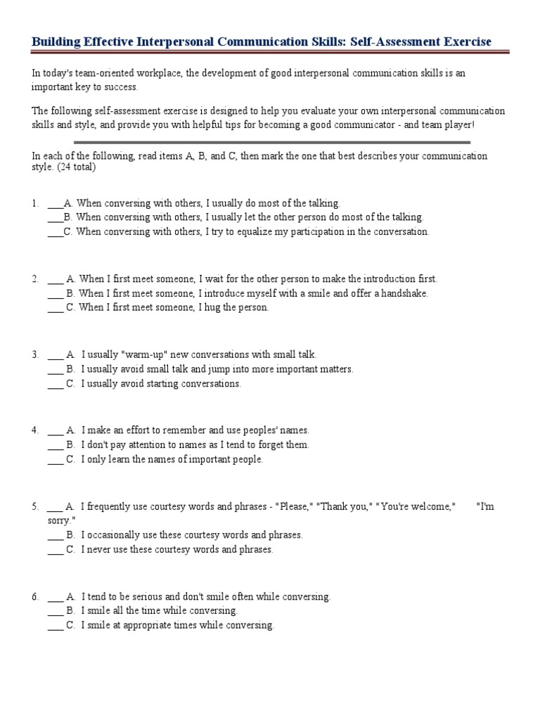 Self-Assessment Exercise | Download Free PDF | Decision Making ...