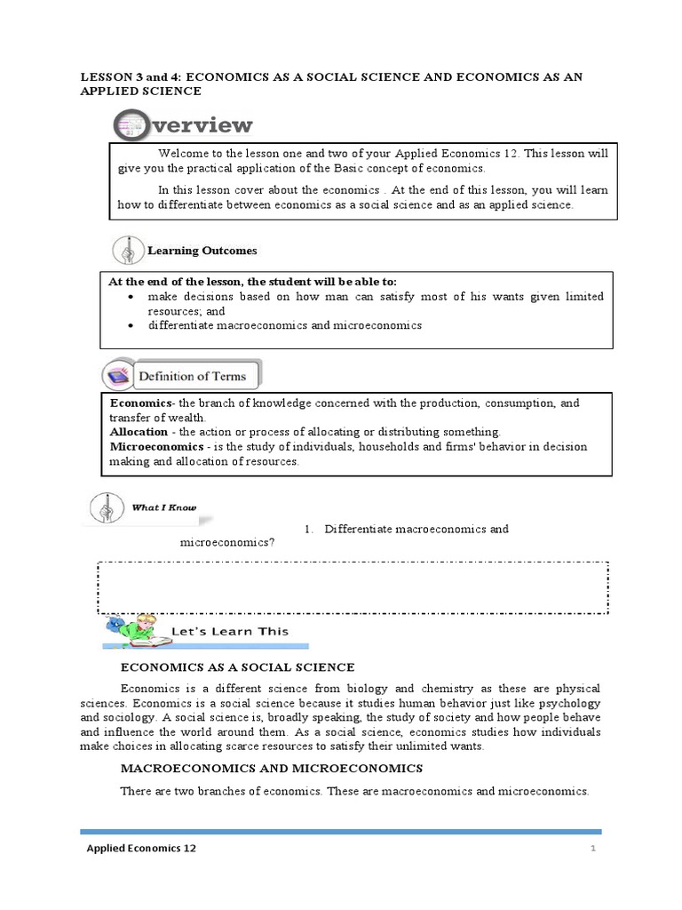 SHS Applied Eco Module - 19 and 20 | PDF | Social Science | Economics