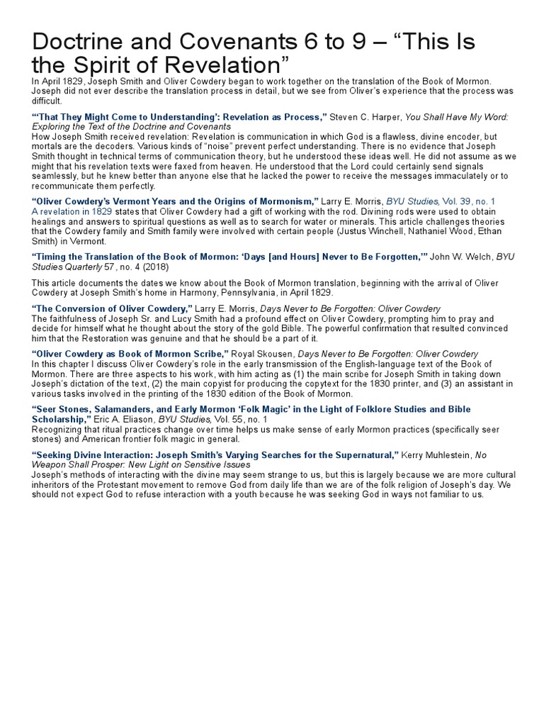 5-Doctrine and Covenants 6 To 9 - "This Is The Spirit of Revelation ...