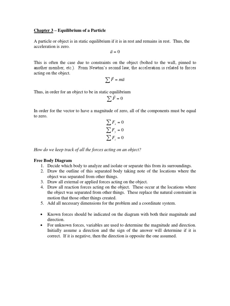 CH 3 Equilibrium of A Particle | PDF | Tension (Physics) | Force