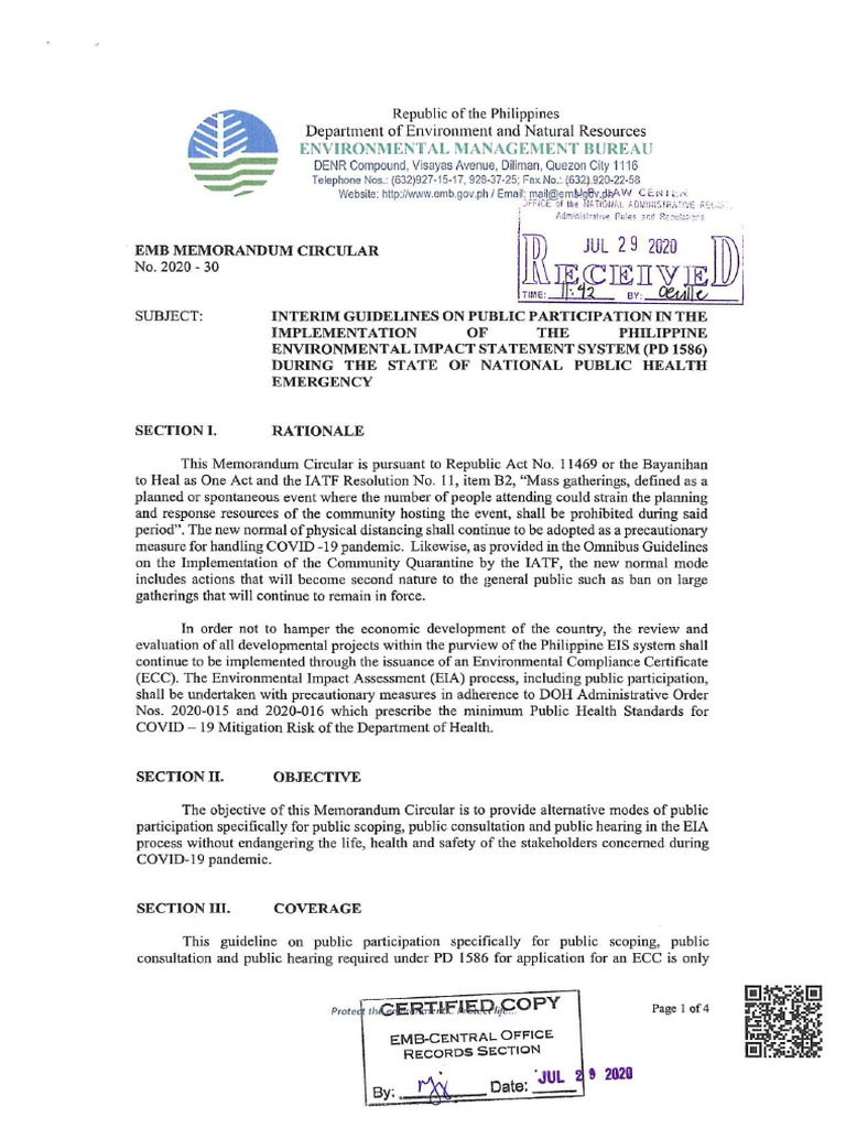 EMB MC 2020 30 Interim Guidelines On The Public Participation in The ...