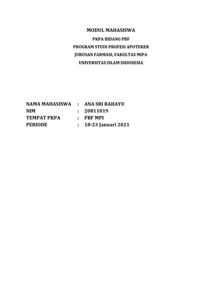 Modul PKPA PBF OFFLINE | PDF