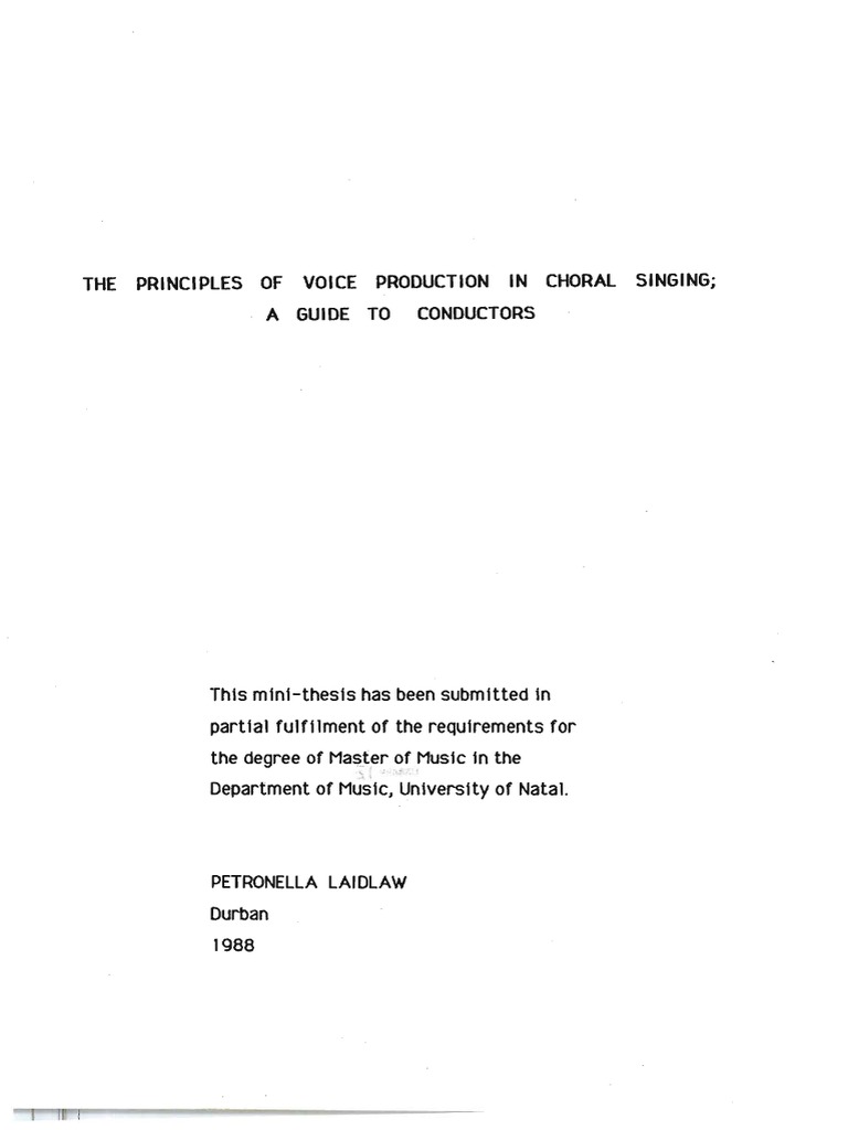 The Principles of Voice Production in Choral Singing by Petronella ...