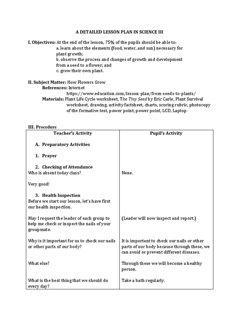 Detailed Lesson Plan in Science | PDF | Root | Plants