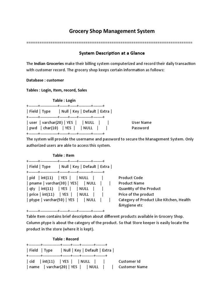 Grocery Shop Management System | PDF | Retail | Grocery Store