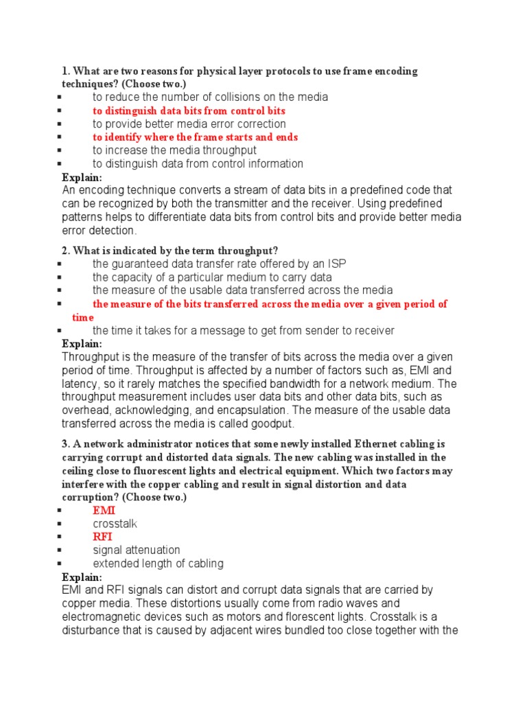 CCNA 1 (v5.1 + v6.0) Chapter 4 Exam Answers Quiz #1 | PDF | Electromagnetic Interference ...